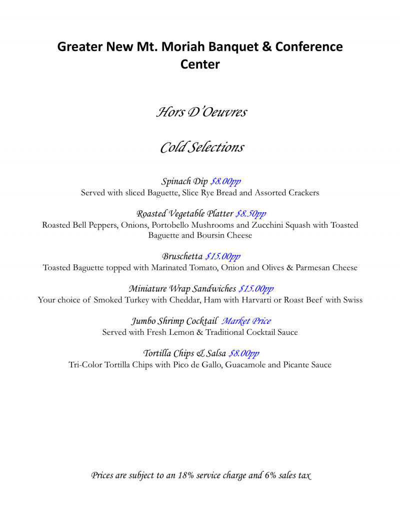 Banquet Center – Greater New Mount Moriah Missionary Baptist Church