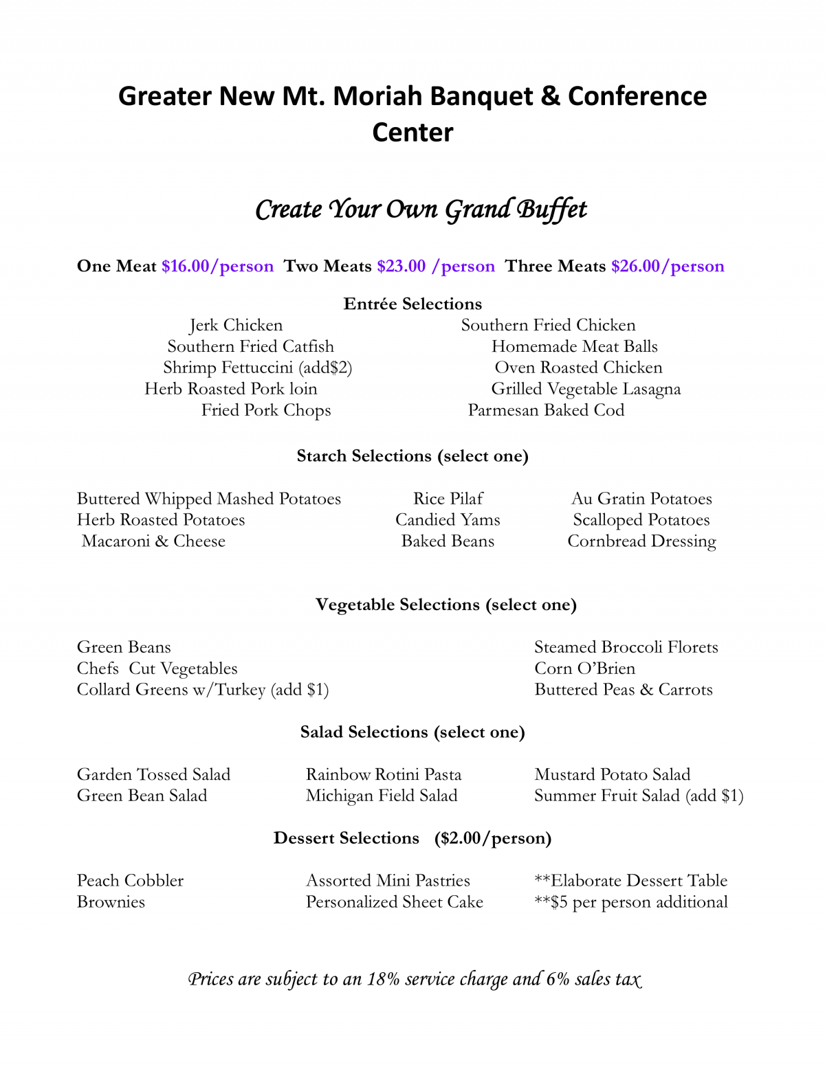 Banquet Center – Greater New Mount Moriah Missionary Baptist Church